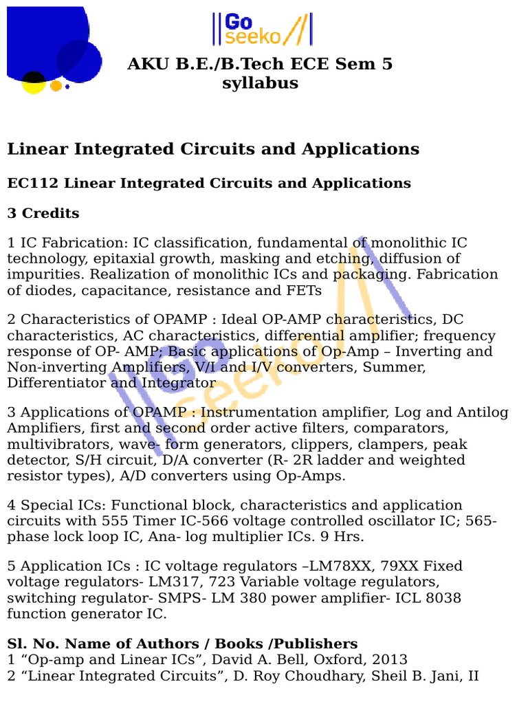 ECE Sem 5 Syllabus | PDF | Digital Signal Processing | Operational Amplifier
