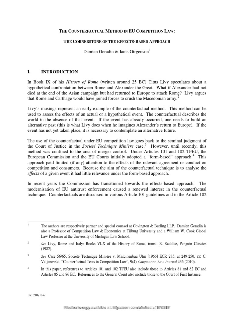 GERADIN - GIRGENSON - The Counterfactual Method in EU Competition | PDF ...