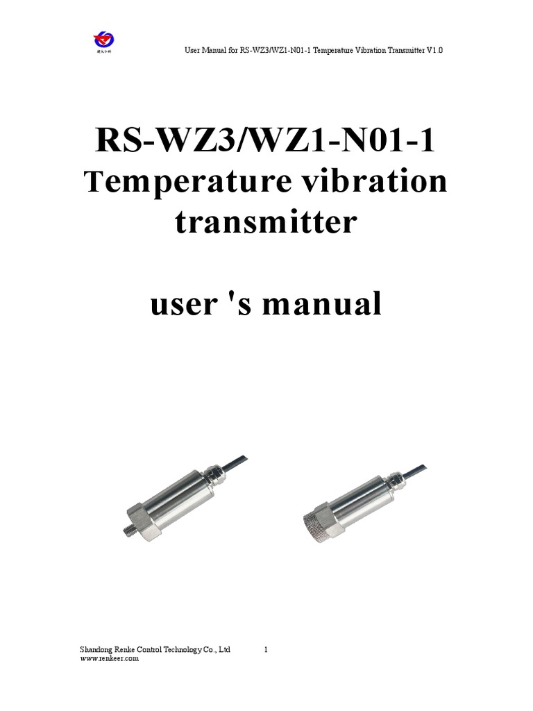 RS-WZ3WZ1-N01-1 Operation Manual of Temperature Vibration Transmitter (RS485Type) | PDF | Power ...