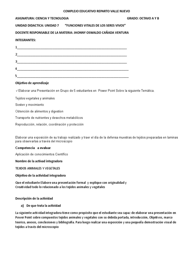 Act Integradora II Periodo 8 Grado | PDF