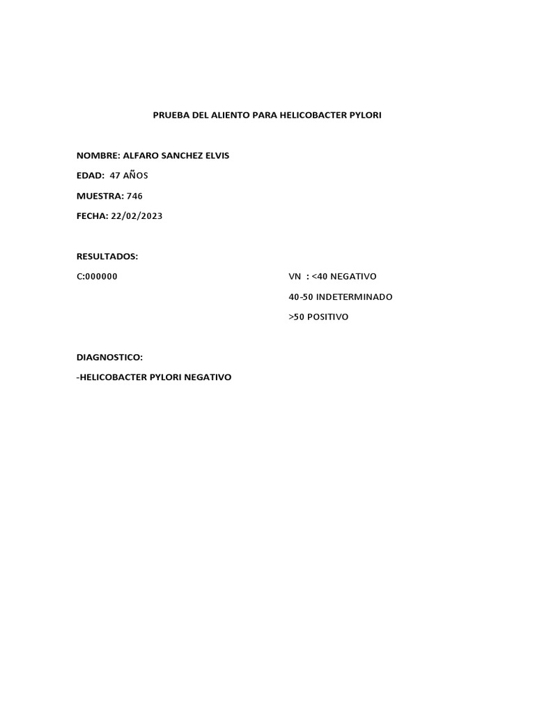 Prueba Del Aliento Para Helicobacter Pylori Gutierrez Sanchez | PDF