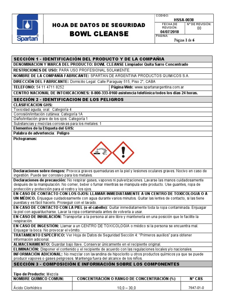 HDS Bowl Cleanse Spartan Argentina - Limpieza | PDF