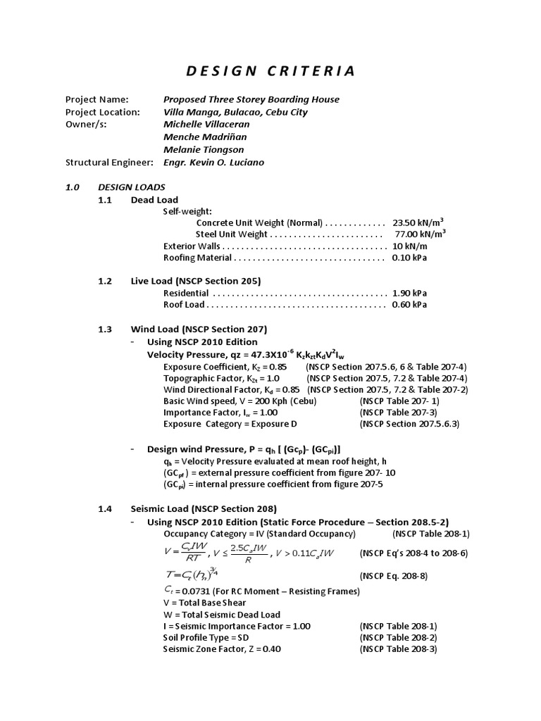 Design Criteria | PDF