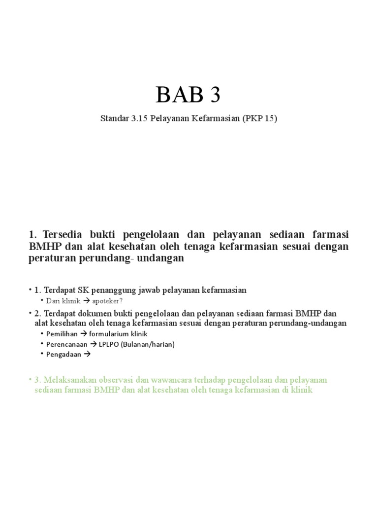 BAB 3 Standar 3.15 Pelayanan Kefarmasian (PKP 15) | PDF