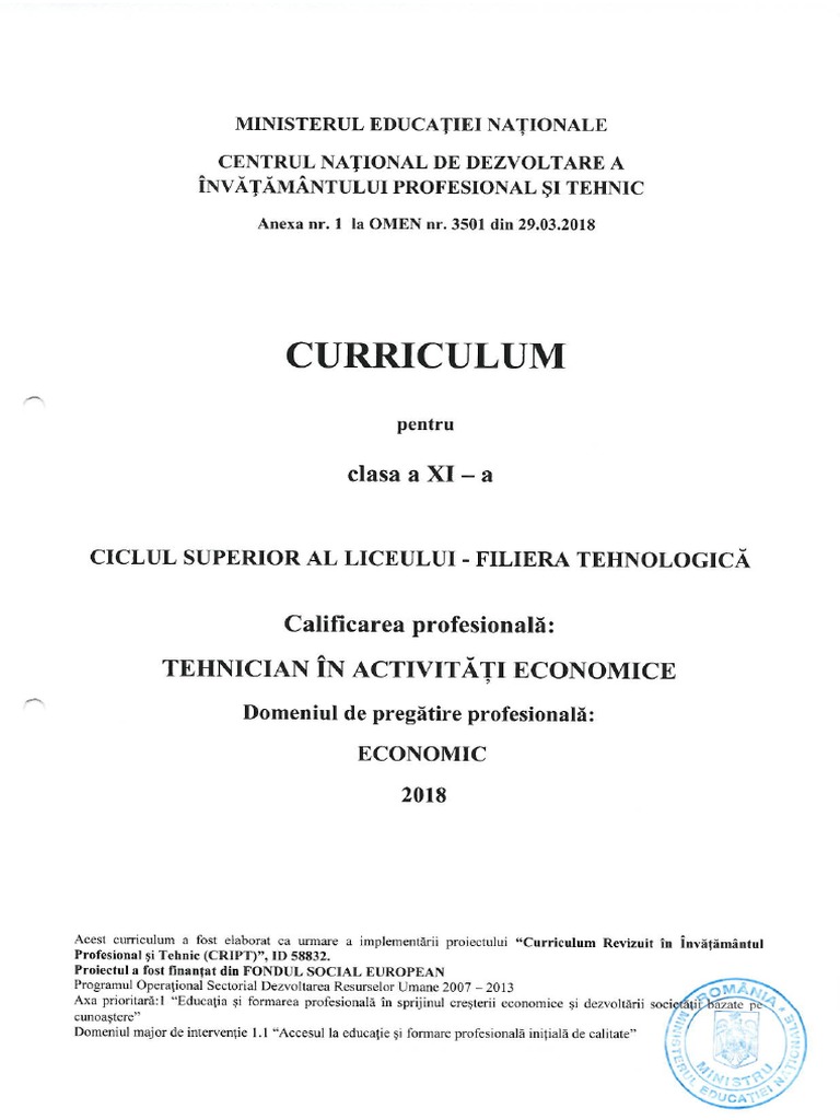 CRR Xi Liceu Tehn in Activitati Economice | PDF