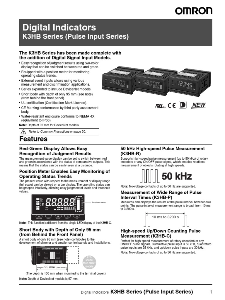 n135 K3hb-Series Digital Indicators (Pulse Input Series) Datasheet en | PDF