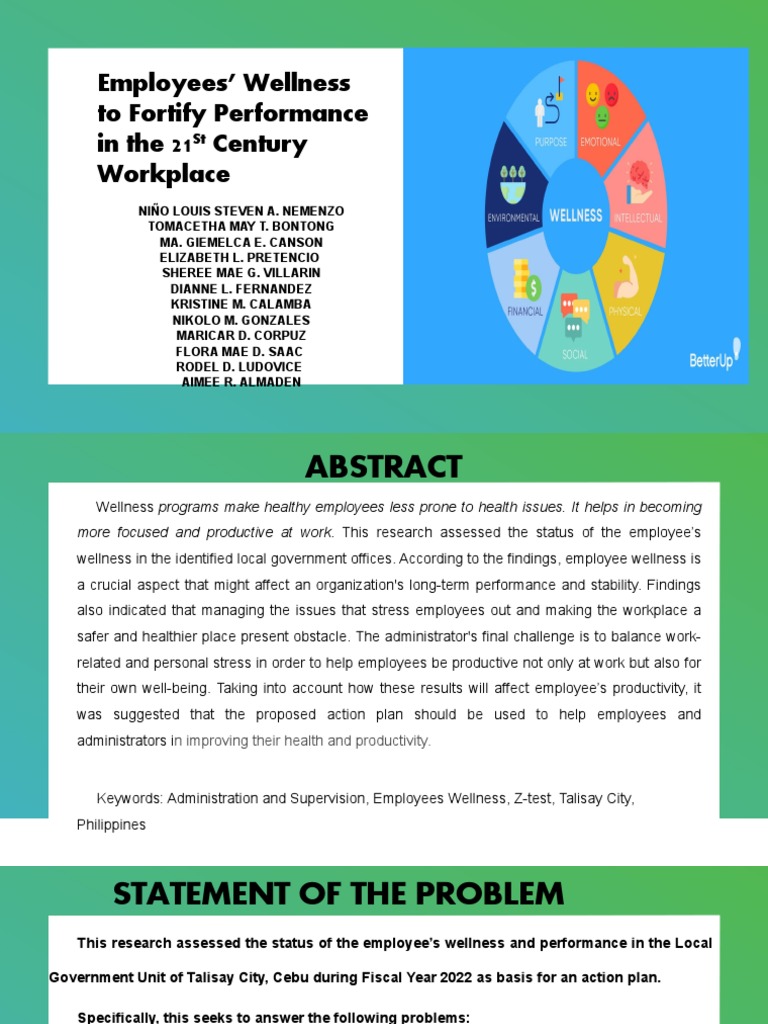 Employees Wellness To Fortify Performance in The 21st Century Workplace ...