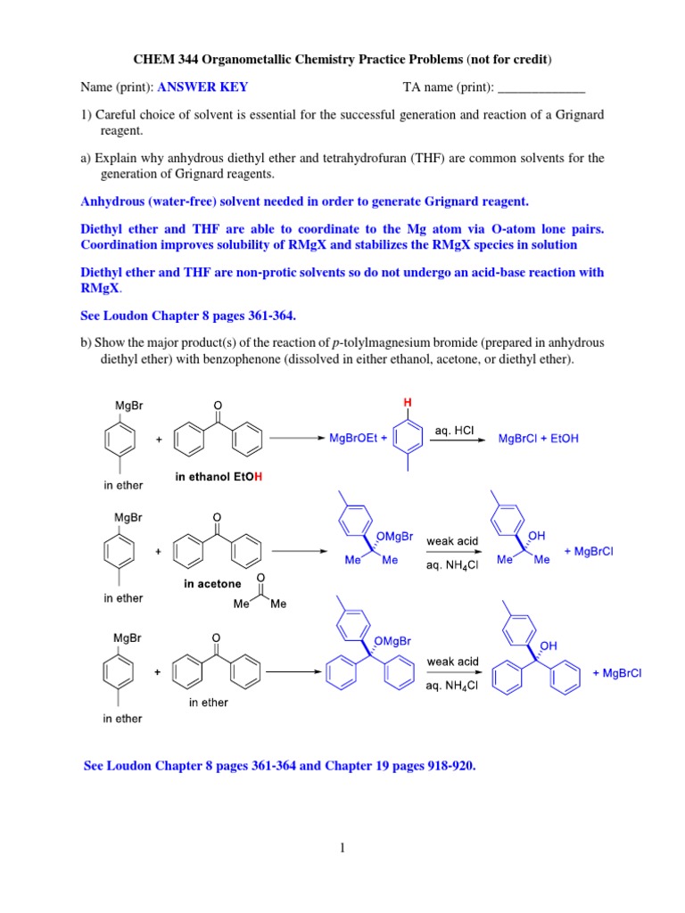 Spring 2015 OMET Practice Problem Set KEY | PDF | Catalysis | Chemical Reactions