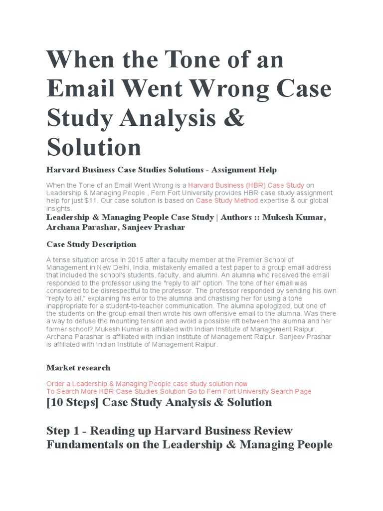 When The Tone of An Email Went Wrong Case Study Analysis | Download ...