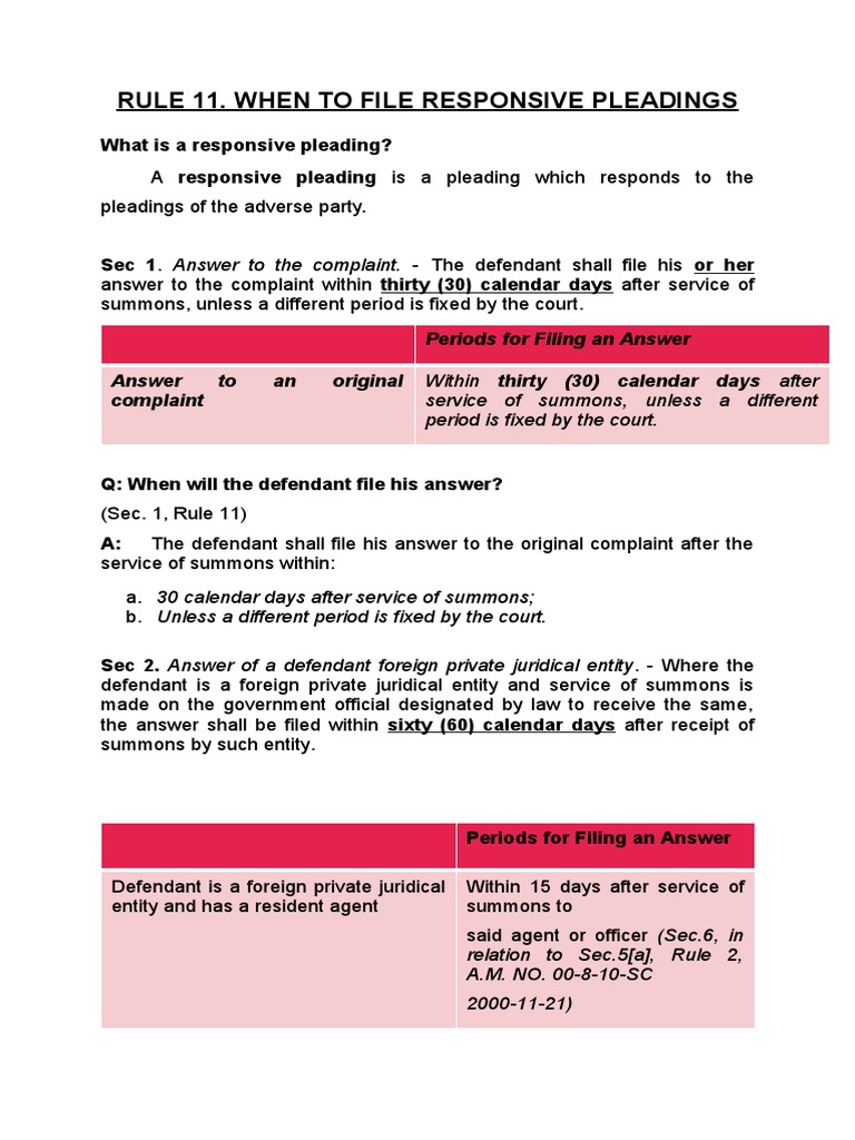 Rule 11 Rules of Court | PDF