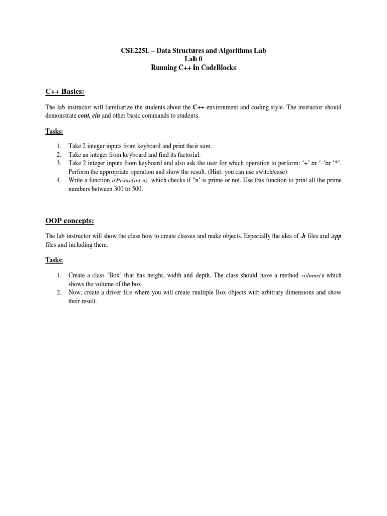 Lab00 C++ in Codeblocks | PDF | Teaching Methods & Materials