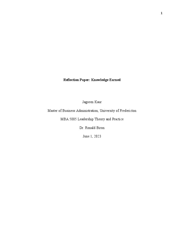 Leadership Theories Reflection Paper | PDF