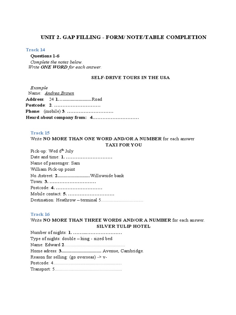 Unit 2 Gap Filling PDF
