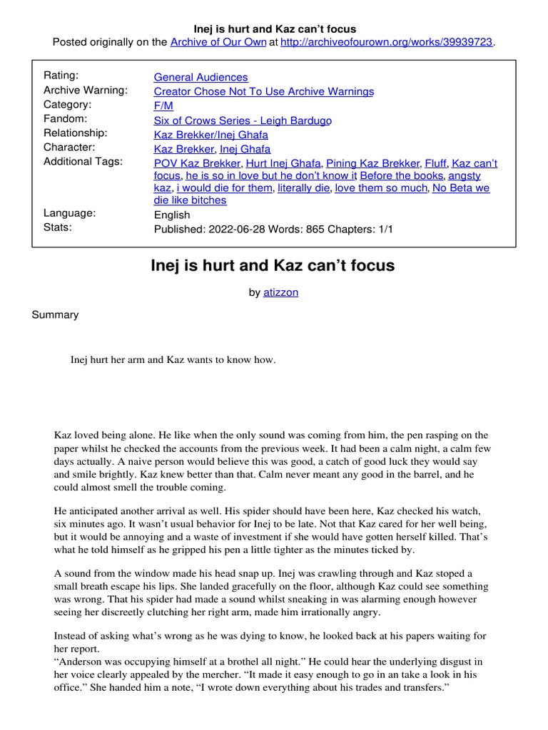 Inej Is Hurt and Kaz | PDF