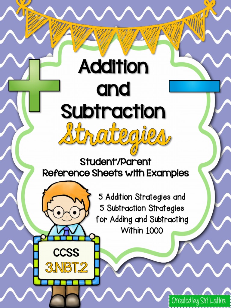 Addition and Subtraction: Student'/Parent Reference Sheets With ...