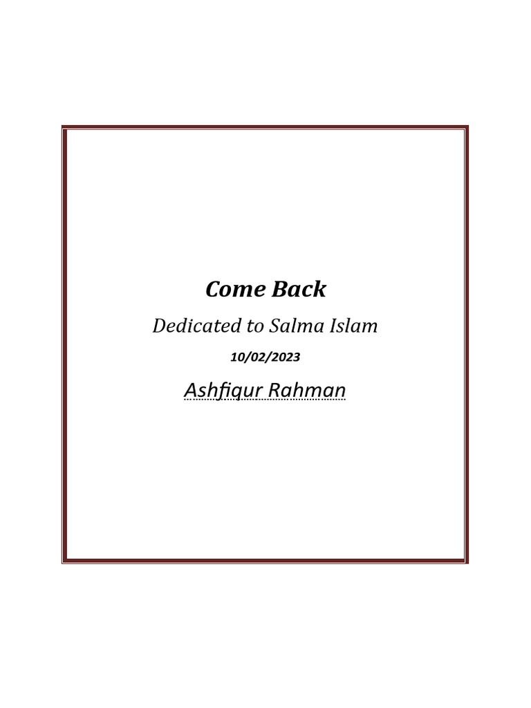 Come Back | PDF