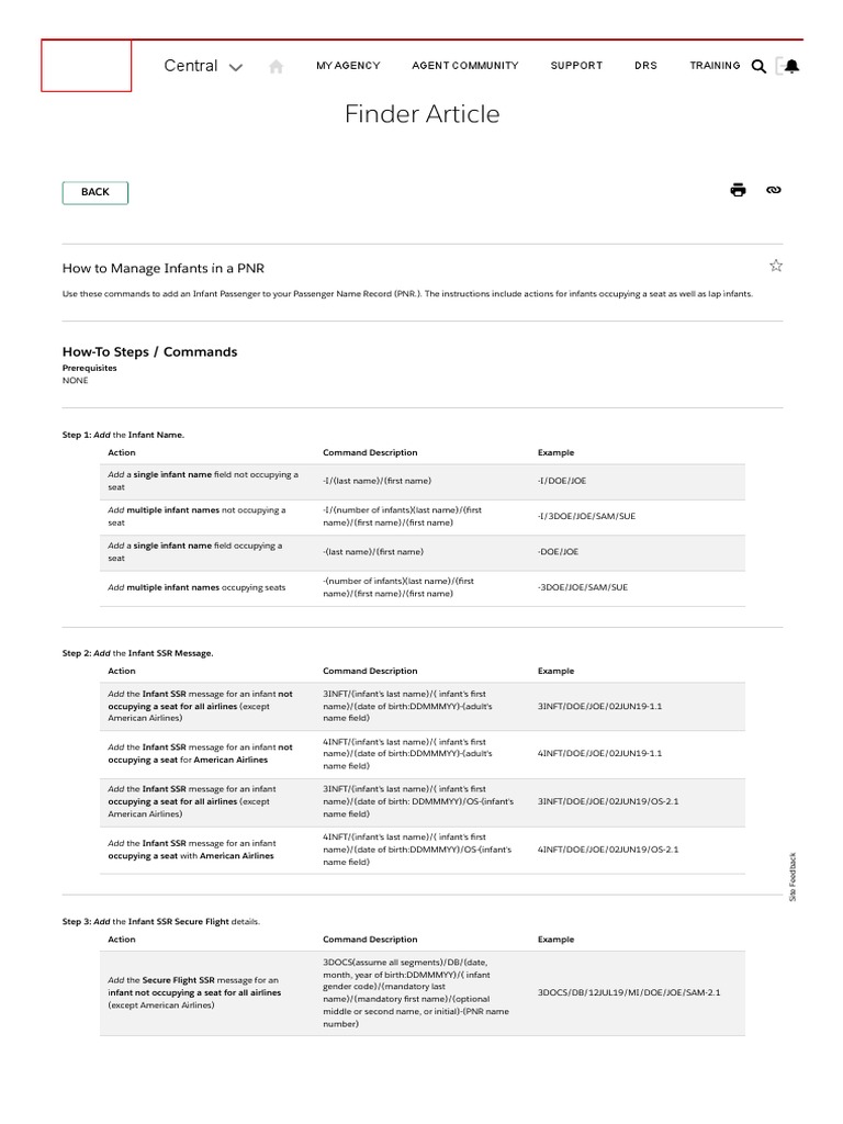 How To Manage Infants in A PNR | PDF
