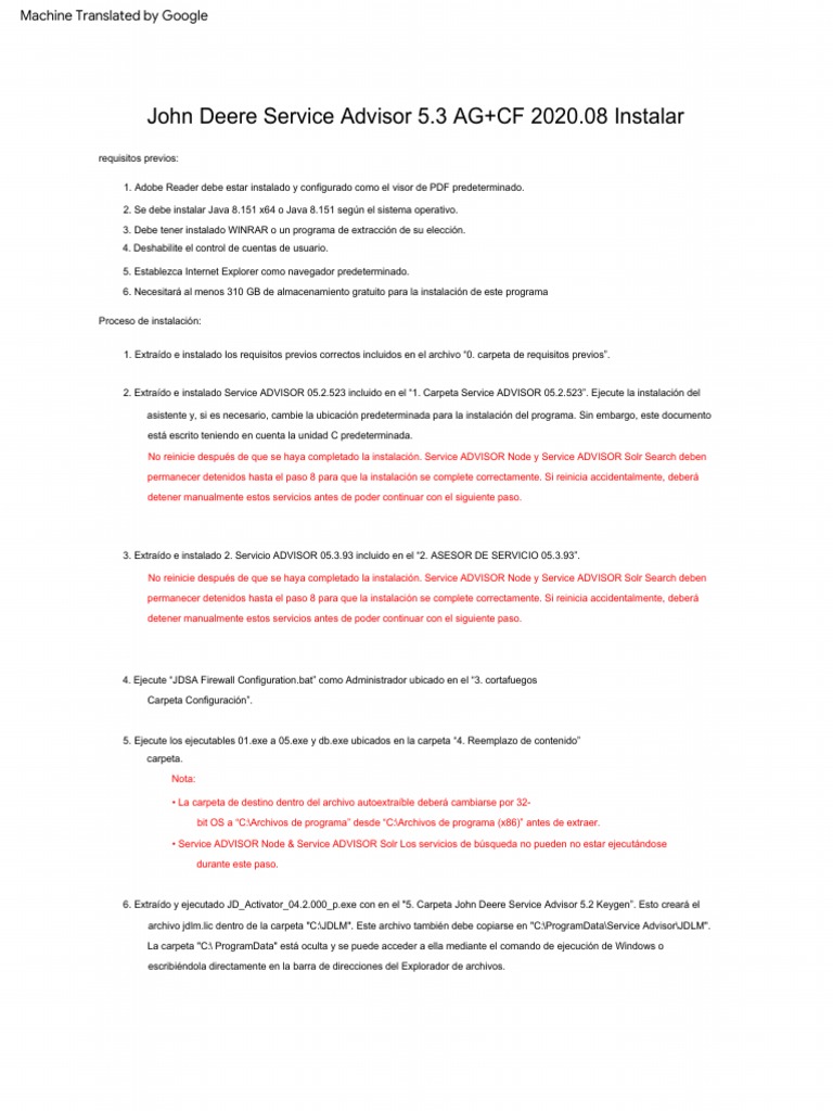 John Deere Service Advisor 5.3 AG+CF ESPAÑOL | PDF | Archivo de ...