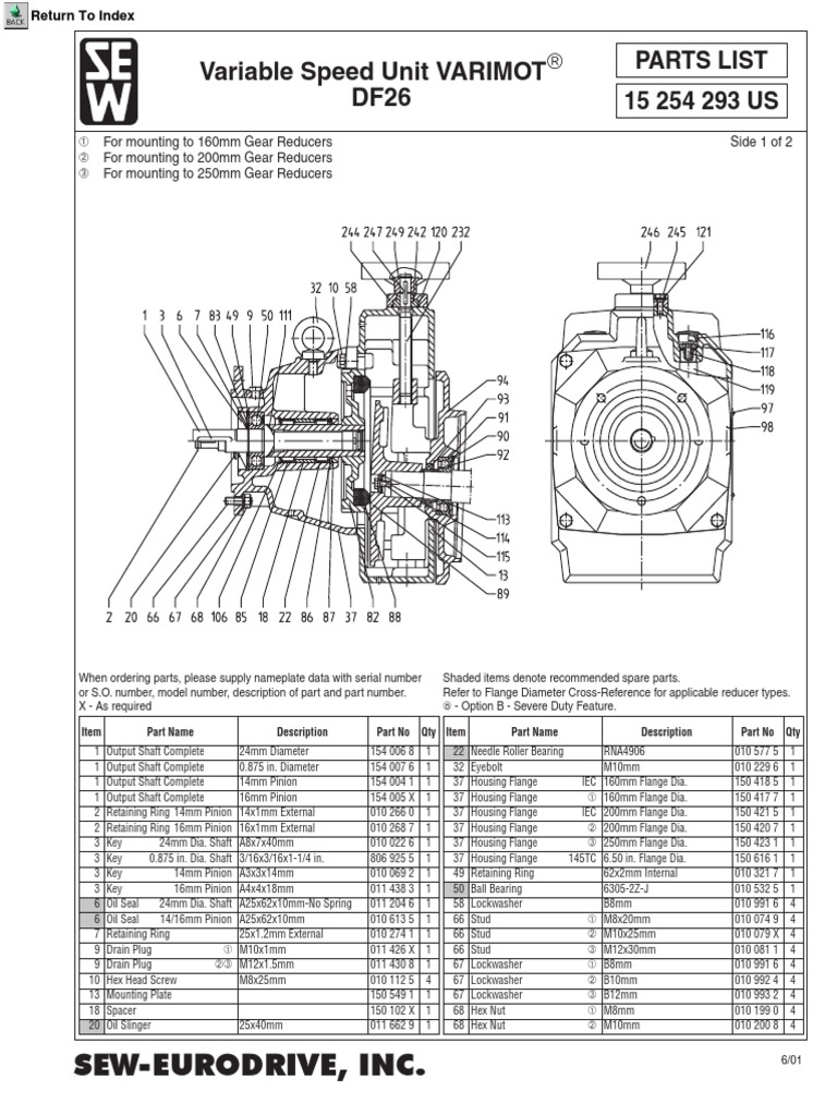 Variable Speed Unit VARIMOT DF26: Sew-Eurodrive, Inc | PDF