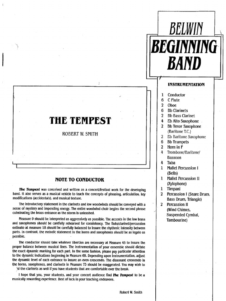 Tempest The Robert W. Smith | PDF