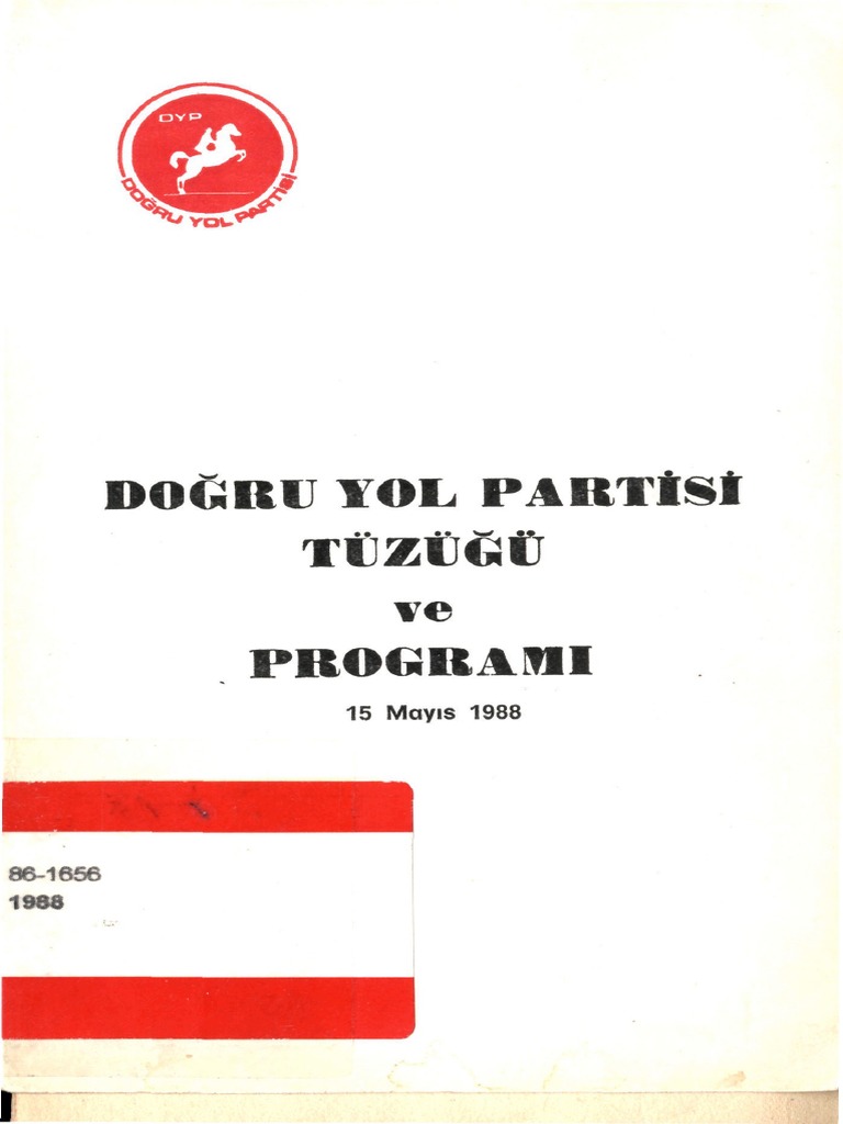 Doğru Yol Partisi Tüzük ve Programı (1988) | PDF