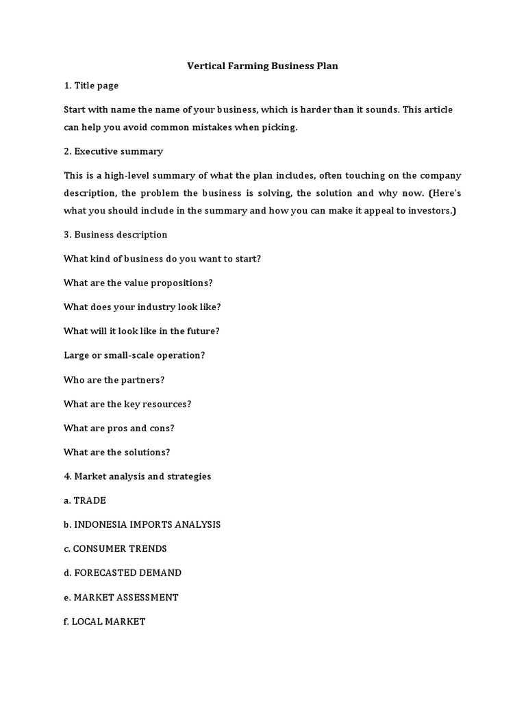 Vertical Farming Business Plan | PDF