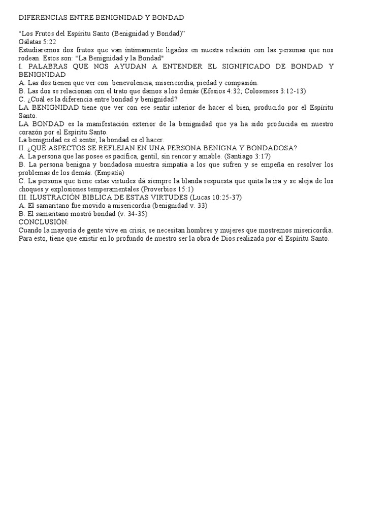 Diferencias Entre Benignidad y Bondad | PDF