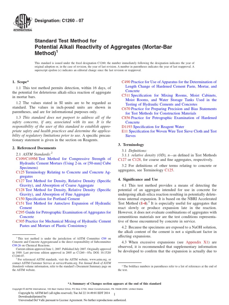 ASTM C1260 Potential Alkali Reactivity of Aggregates (Mortar Bar Method ...