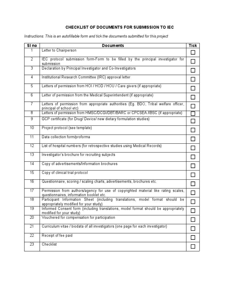 Checklist | PDF | Clinical Trial | Health Sciences