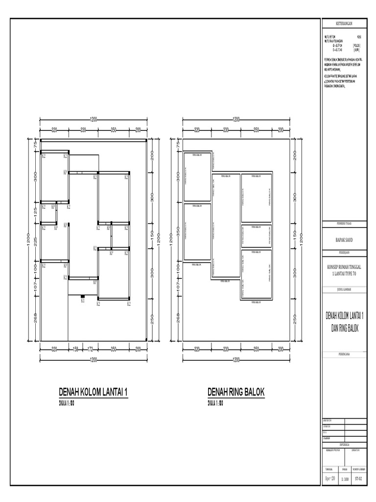 36.denah Kolom Dan Balok Latai | PDF