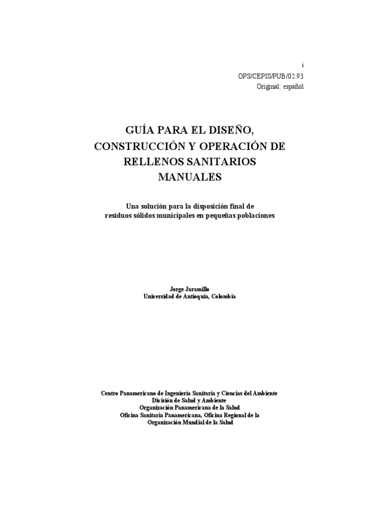 Guía para El Diseño, Construcción y Operación de Rellenos Sanitarios ...