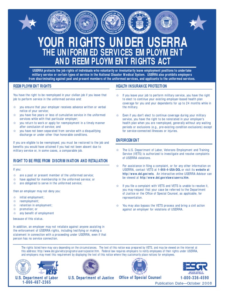Federal - Rights Under Uniformed Services Employment and Reemployment ...