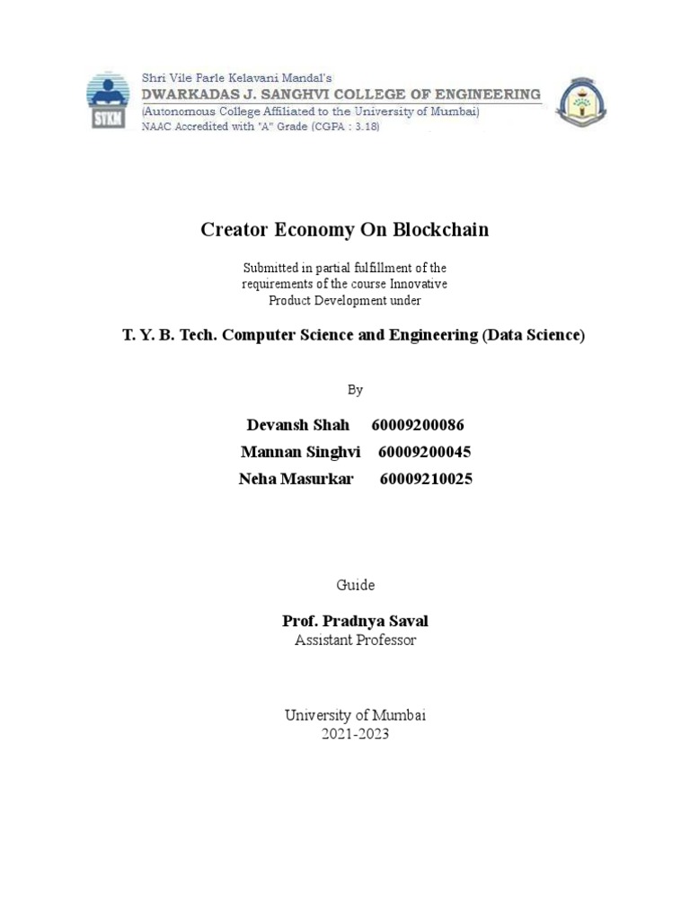 Revised Ipd Report - Creator Economy Using Blockchain | PDF | Computers
