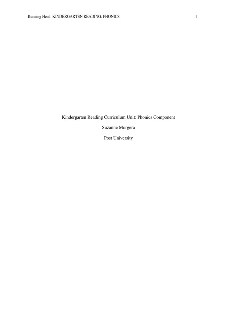 Kindergarten Reading: Phonics | PDF