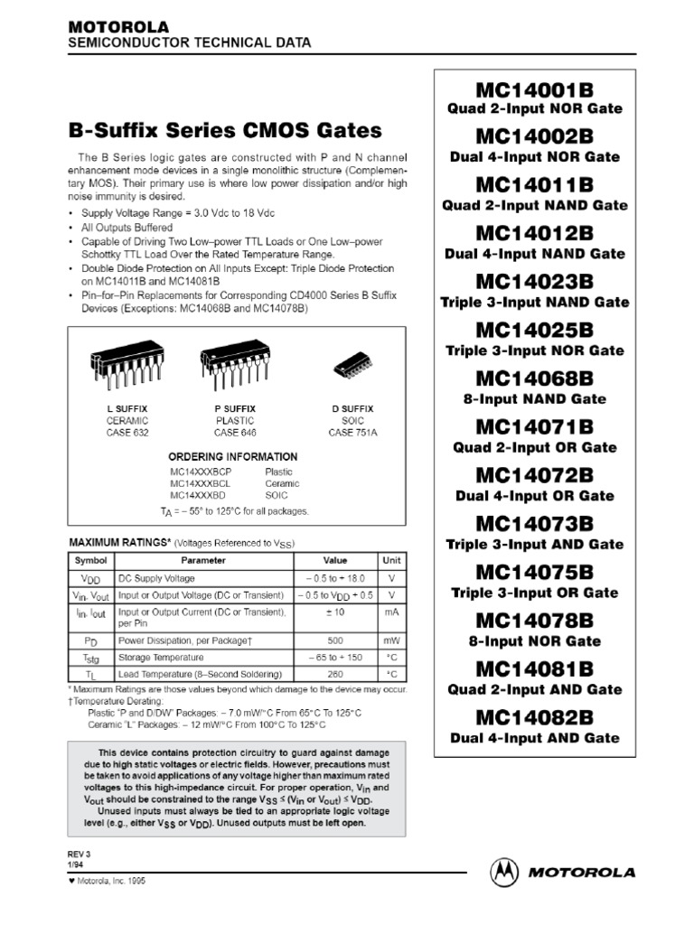 Datasheet MC14001BCP | PDF