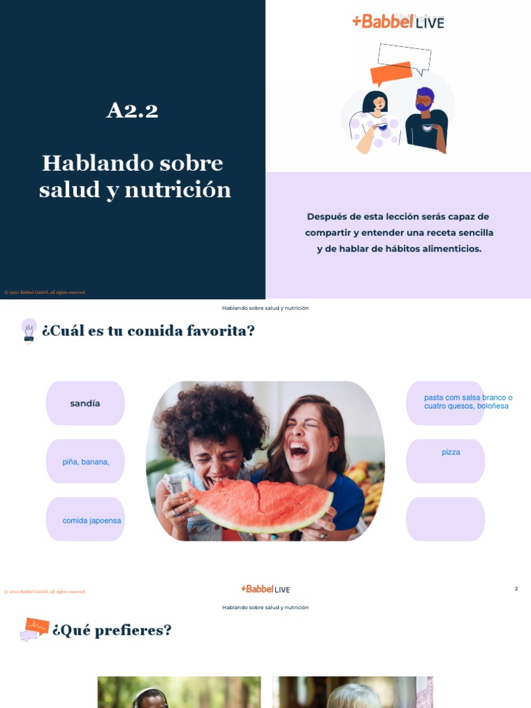 SPA - A2 - 32 Hablando Sobre Salud y Nutrición | PDF