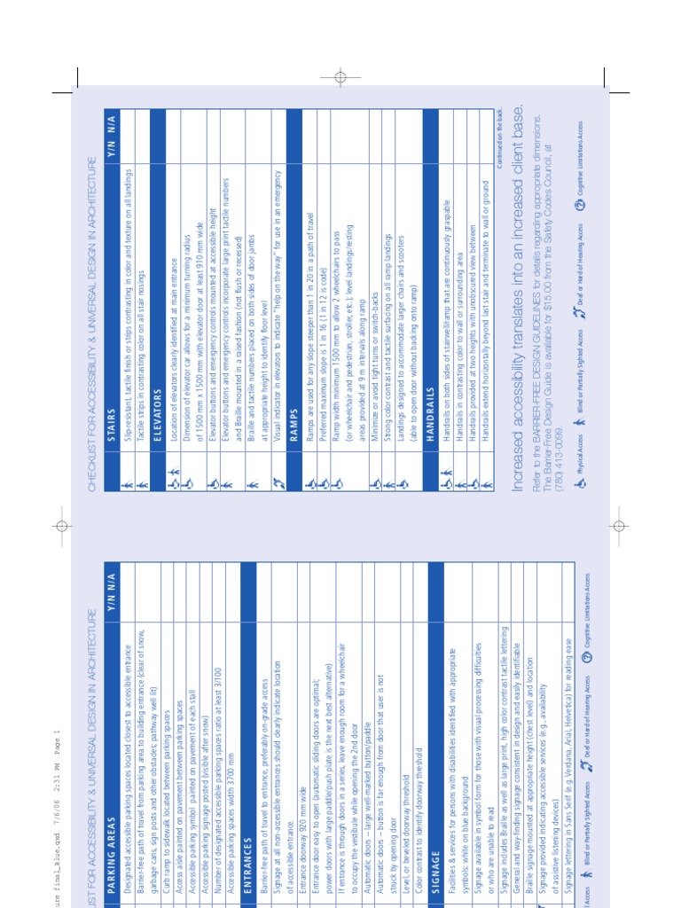 Accessibility Checklist | PDF | Accessibility | Wheelchair