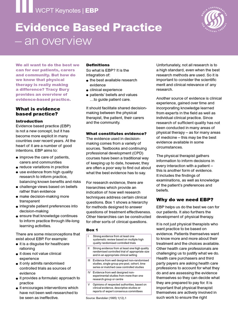 Evidence Based Practice WCPT Keynote | PDF | Self-Improvement