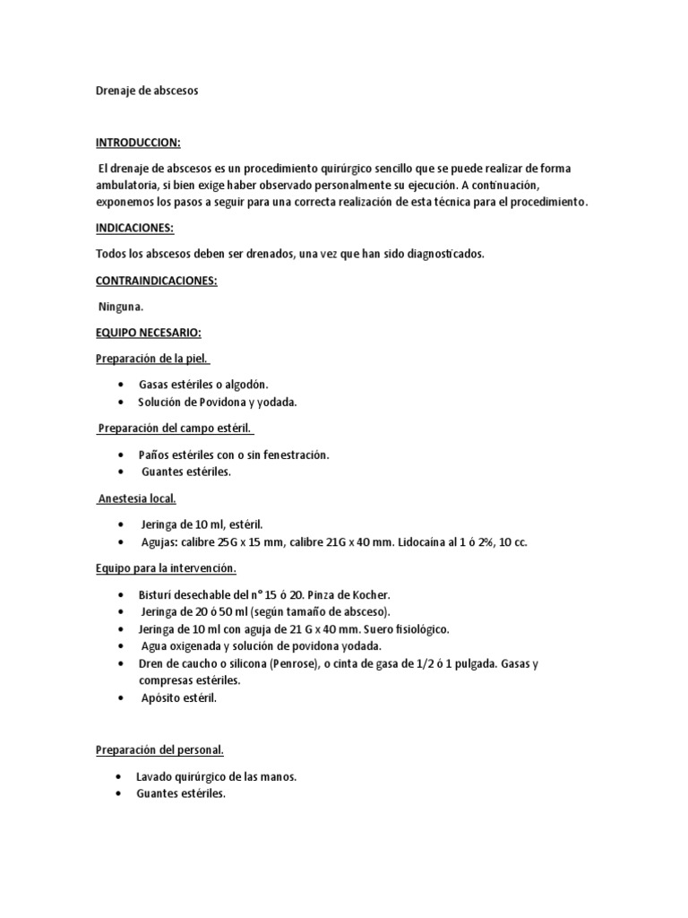 Drenaje de Abscesos | PDF | Ciencias de la Salud | Medicina