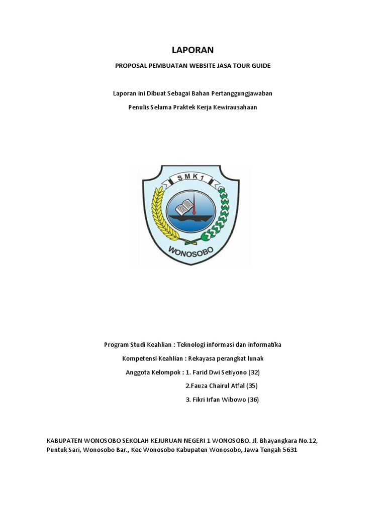 Proposal Website Jasa Tour Guide SMK N 1 Wonosobo | PDF | Komputer