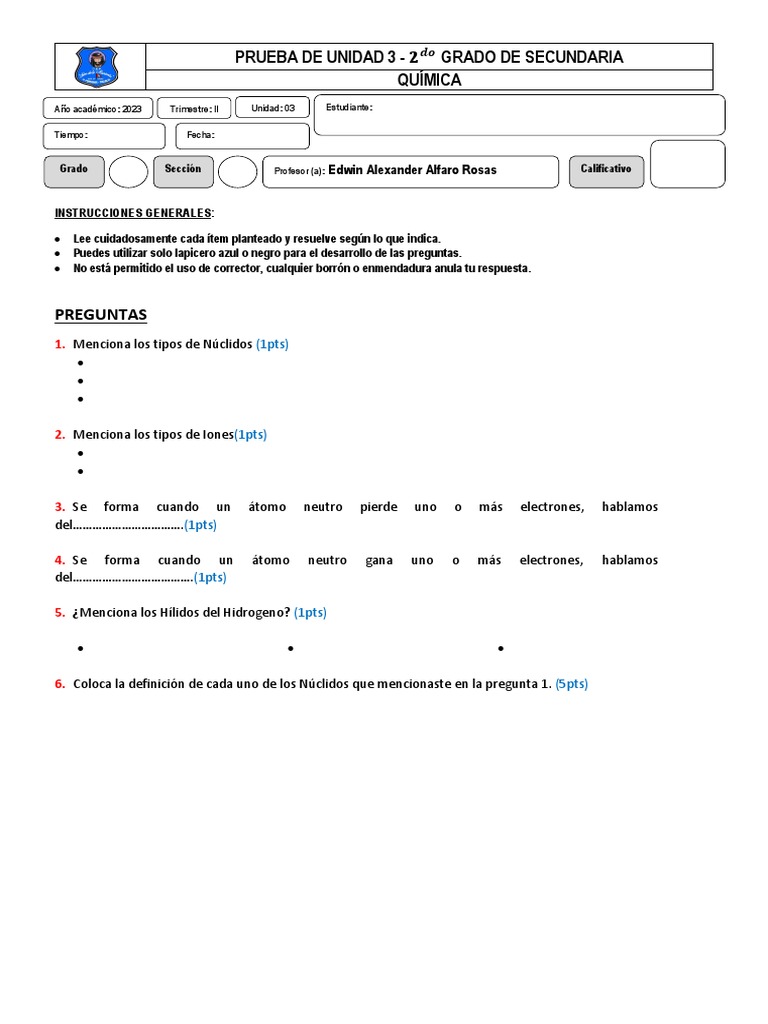Química Segundo Grado De Secundaria Pdf