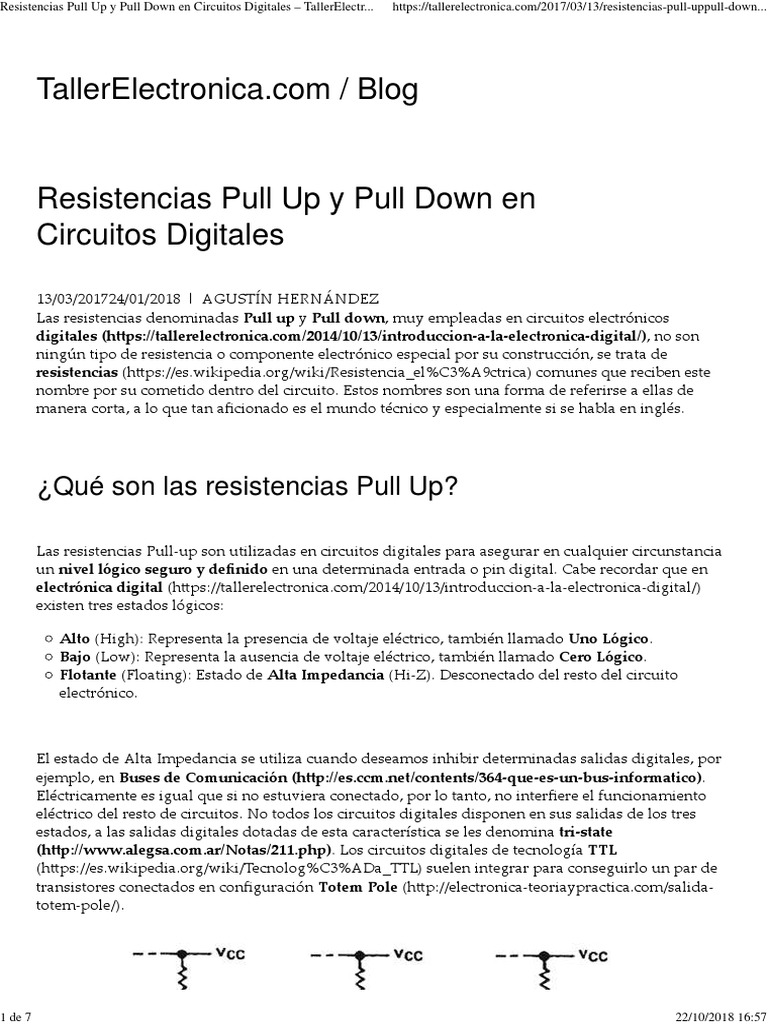 Resistencias Pull Up y Pull Down en Circuitos Digitales ...
