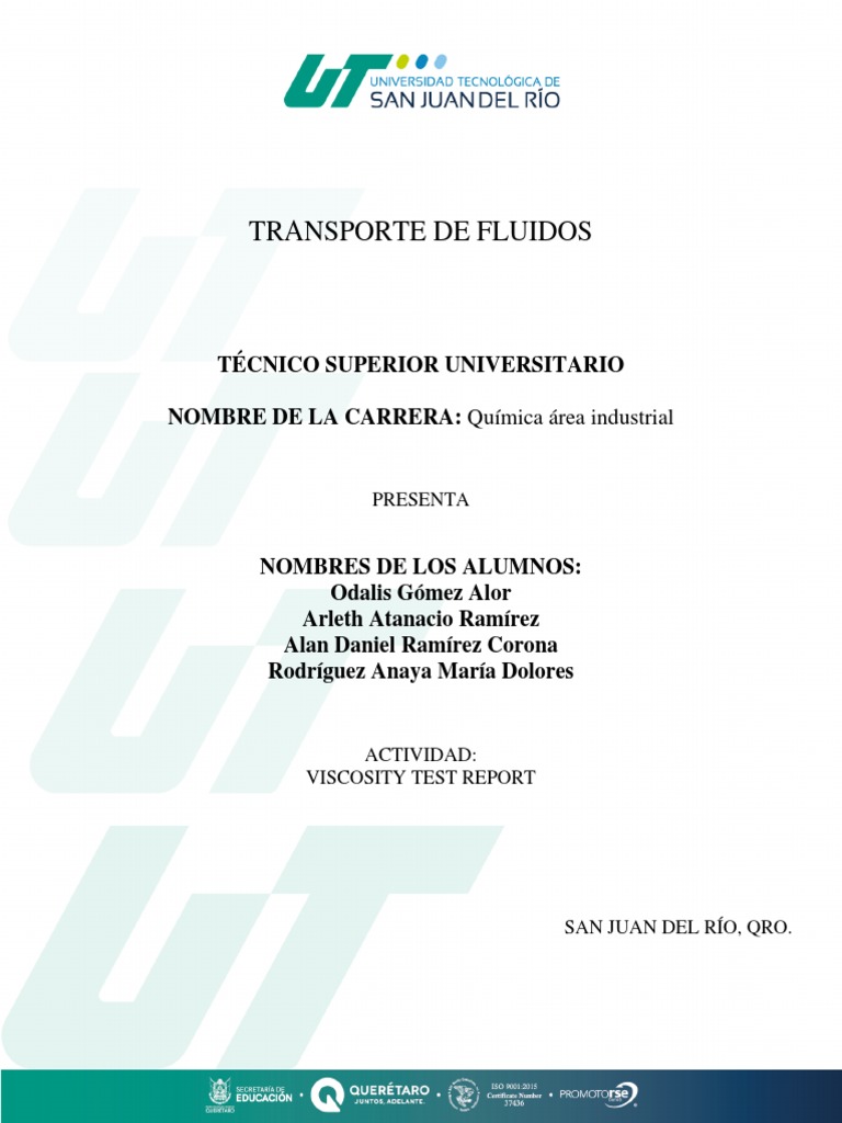 Viscosity Test Report | PDF | Viscosidad | Mecánica de Medios Continuos