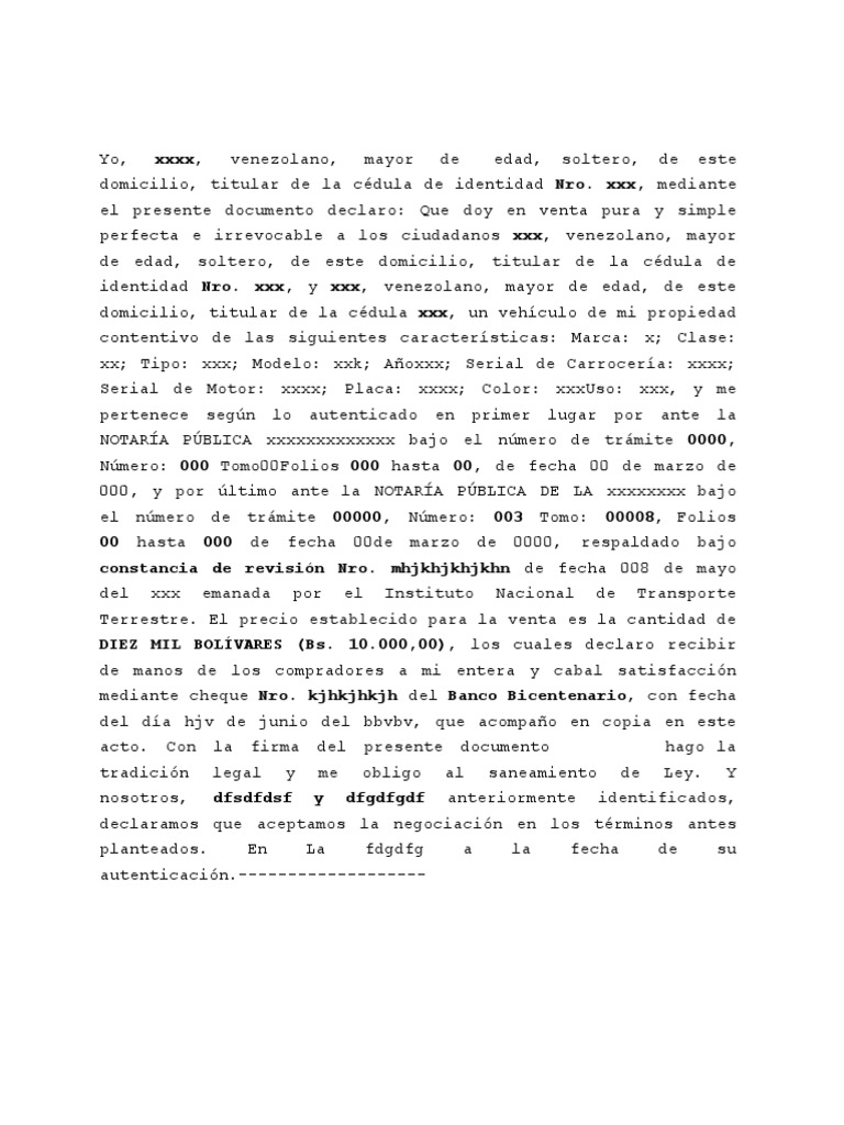 Compra - Ventas Vehiculo, en Dos Notarias Distintas | PDF