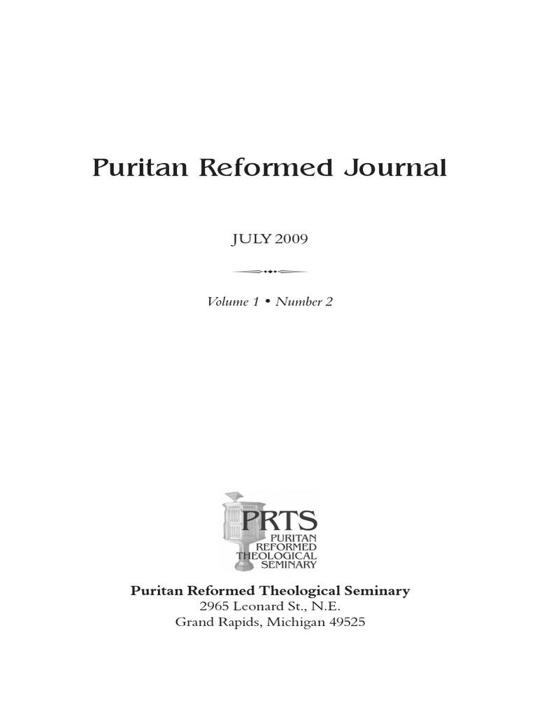 Puritan Reformed Journal - July 2009 | PDF | Jesus | Bible