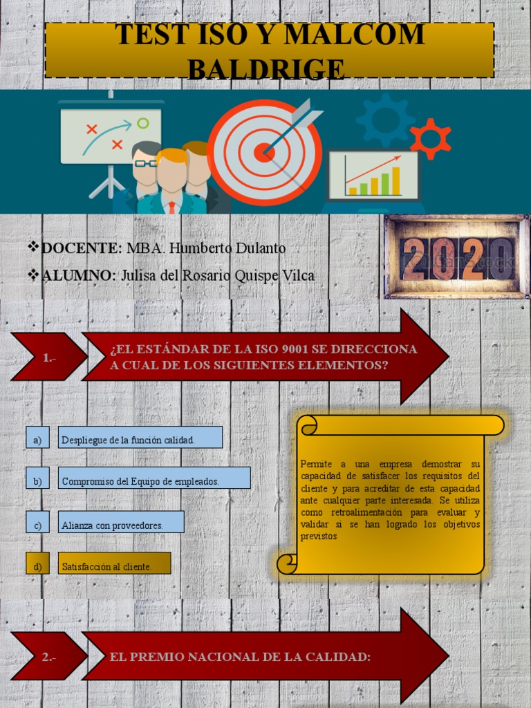 Test Iso y Malcom Baldrige | PDF | Calidad (comercial) | Iso 9000