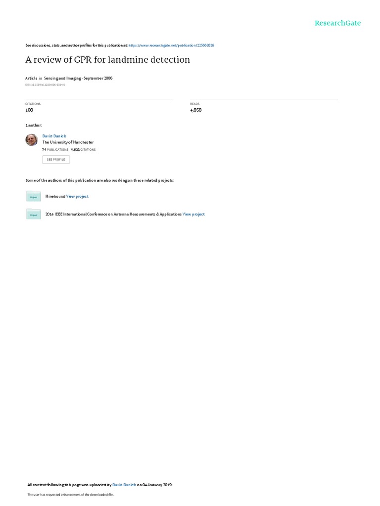 A Review of GPR For Landmine Detection Daniels | PDF