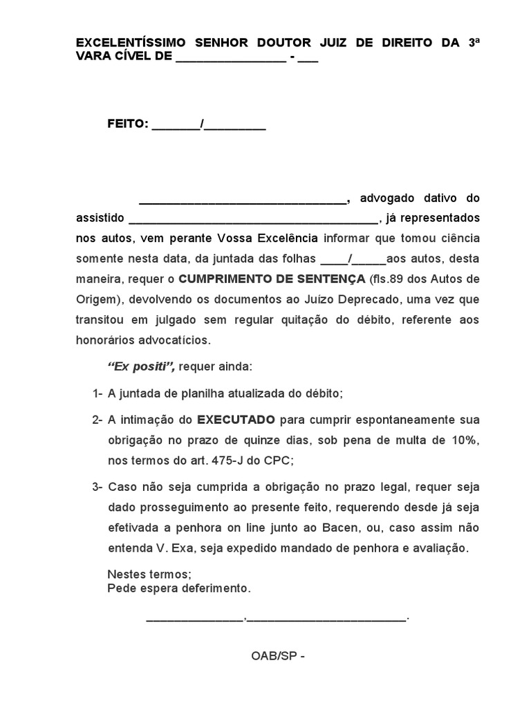 Cumprimento de Sentença e Honorários | PDF | Direito