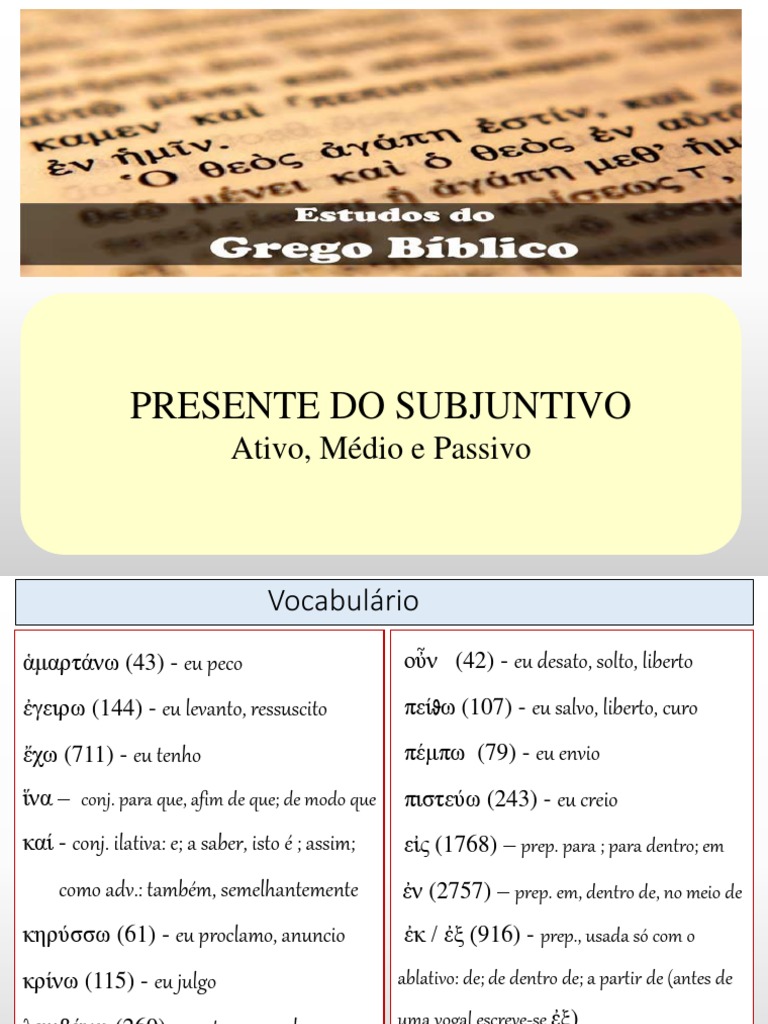 Presente do Subjuntivo Grego | PDF | Artes del Lenguaje y Comunicación
