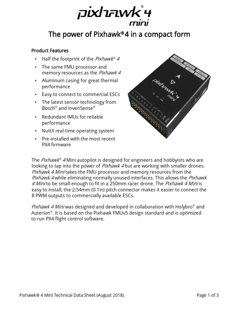 Pixhawk4mini Technical Data Sheet | PDF